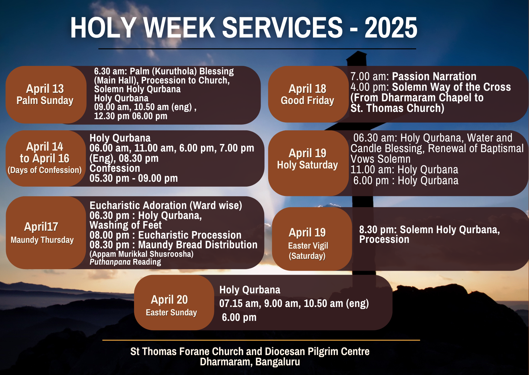 Holy Week Services - 2025 | St, Thomas Forane Church, Banglore
